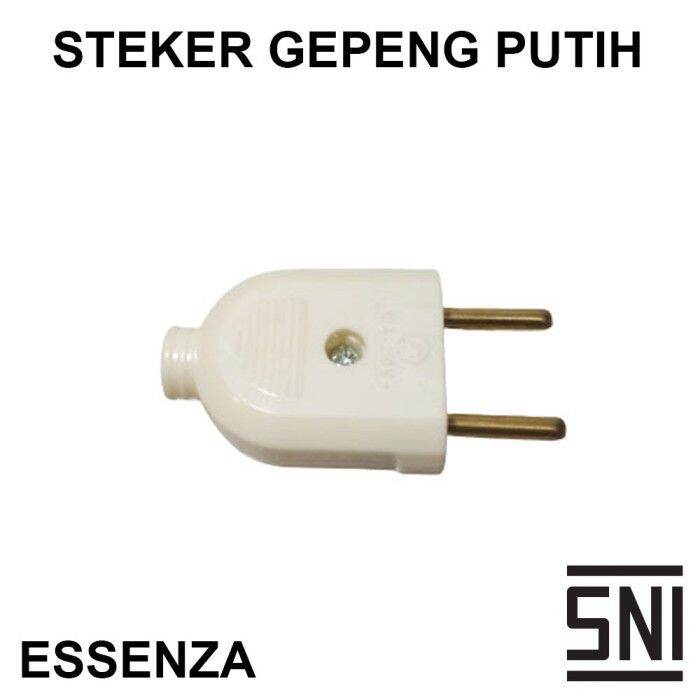 Steker Colokan Listrik Gepeng 1 Phase Putih Pin Kuningan Standart SNI ...