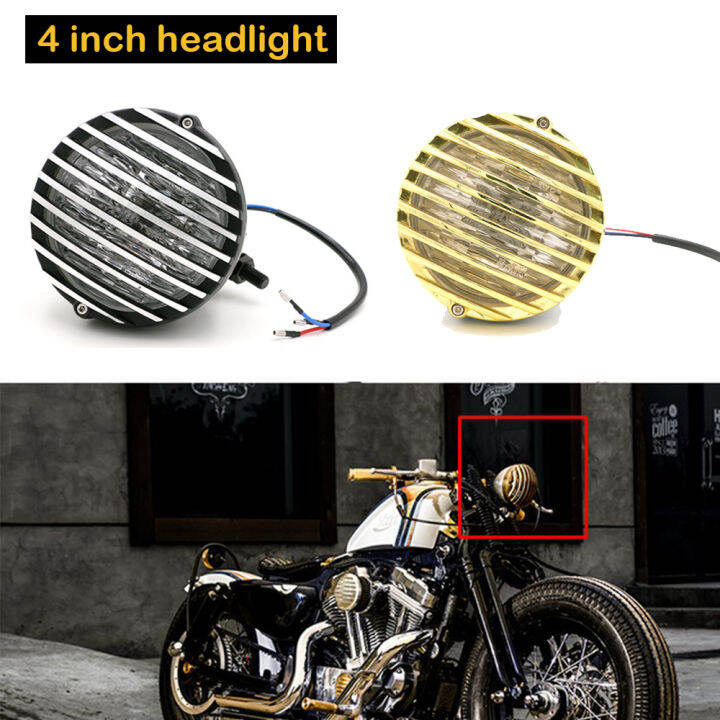 12V H4 55W Retro Headlight For Motorcycle Gold Old School Vintage ...