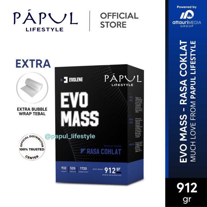 Evolene Evomass Evo Mass Gainer Rasa Coklat Original 912gr/4x serving ...