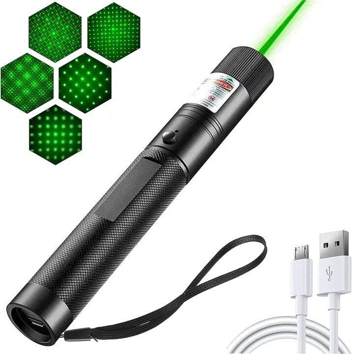Senter Laser Pointer พลังงานสีเขียวแรงสูงสำหรับปรับโฟกัส USB ชาร์จใหม่ ...