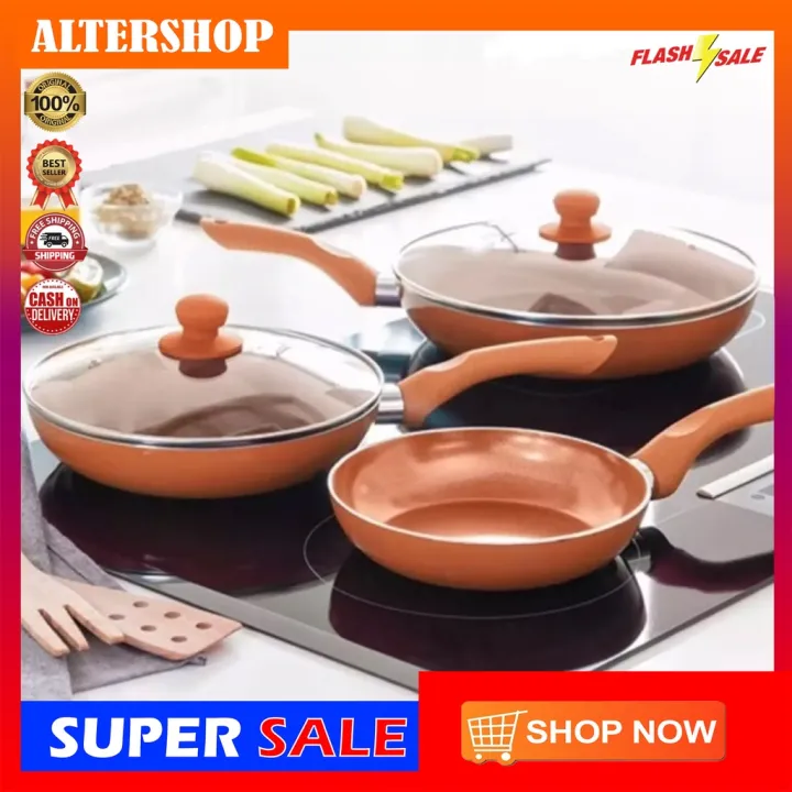 ☼Original 5pcs Migas Ceramic Copper Non Stick Frying Pans, kawali ...