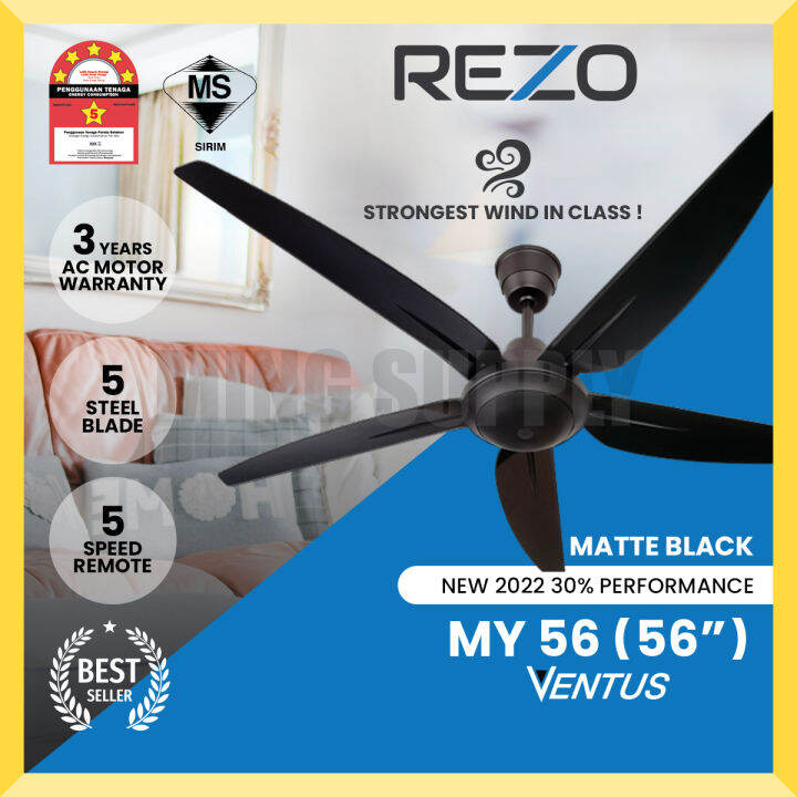 MS_ SIRIM REZO Fan VENTUS MY56 Ceiling 56" AC Remote Control 5 ABS ...
