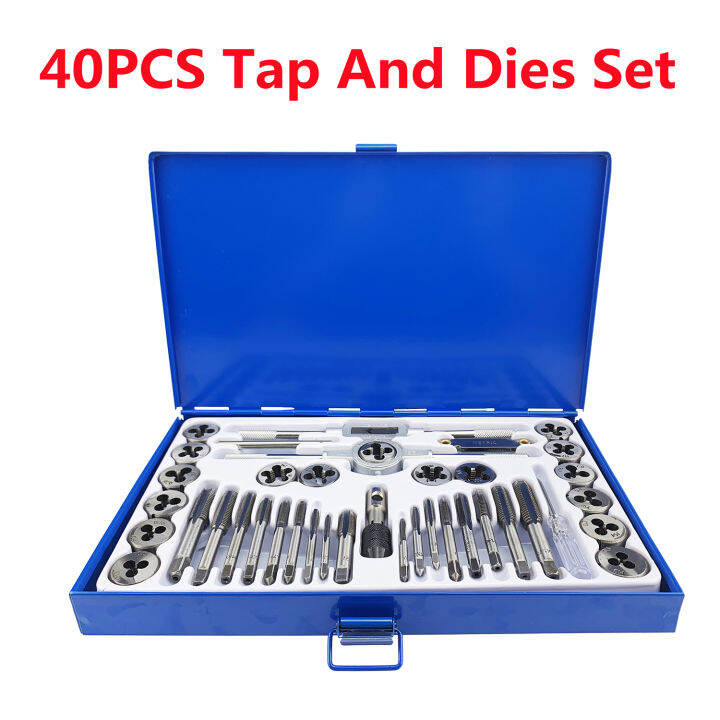 40pcs Tap Die Set M3-M12 Screw Thread Metric Taps Wrench Dies DIY Kit Wrench Screw Threading ...