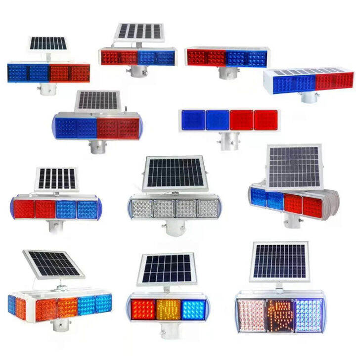 Road Traffic Lights Warning Lights Solar LED Signal Warning Flashing ...