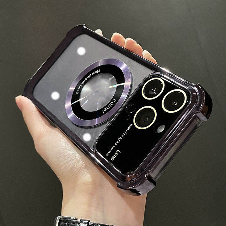 Cscr chống sốc được mạ điện thoại nam châm Ốp lưng cho iPhone 11 12 13 14 Pro Max 14 cộng với ...