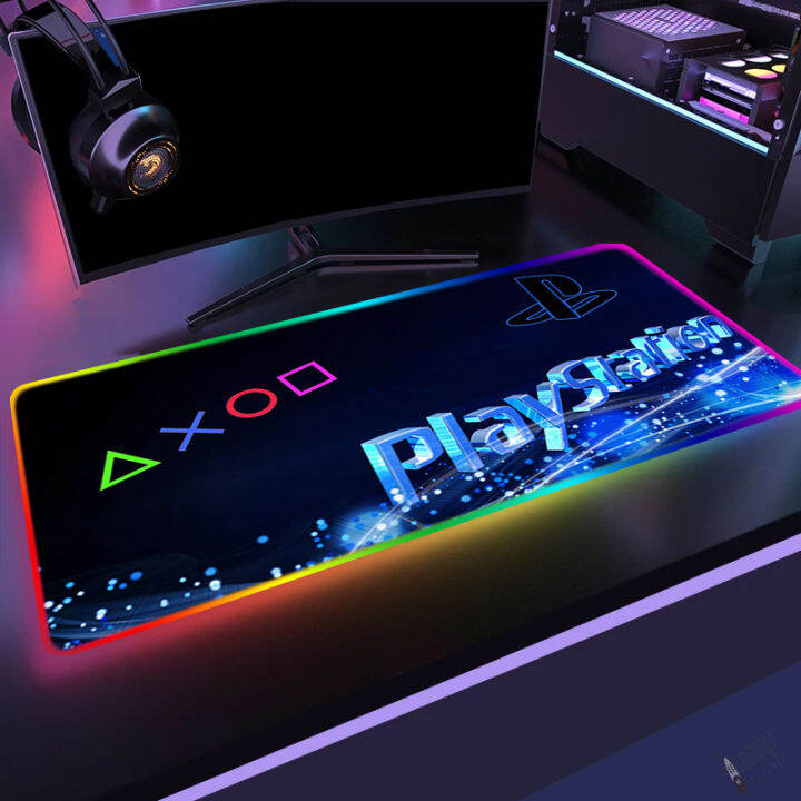 RGB Gaming Mouse Mat Playstation Anime Mouse Pad Gamer Ps4 LED Keyboard ...