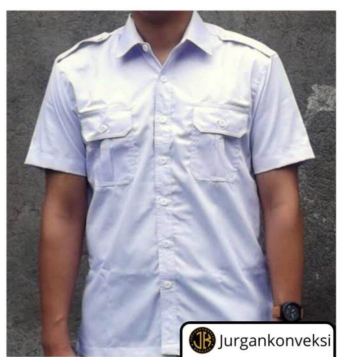 Kemeja PDH Putih Polos Lengan Pendek | Lazada Indonesia