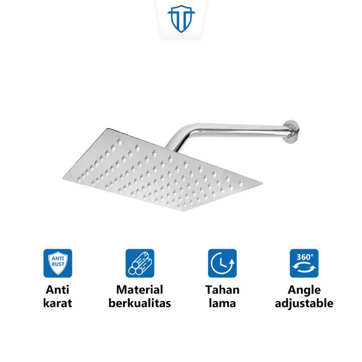 WALL SHOWER KOTAK 8INCH STAINLESS/SHOWER TEMBOK/WALL SHOWER STENLIS ...