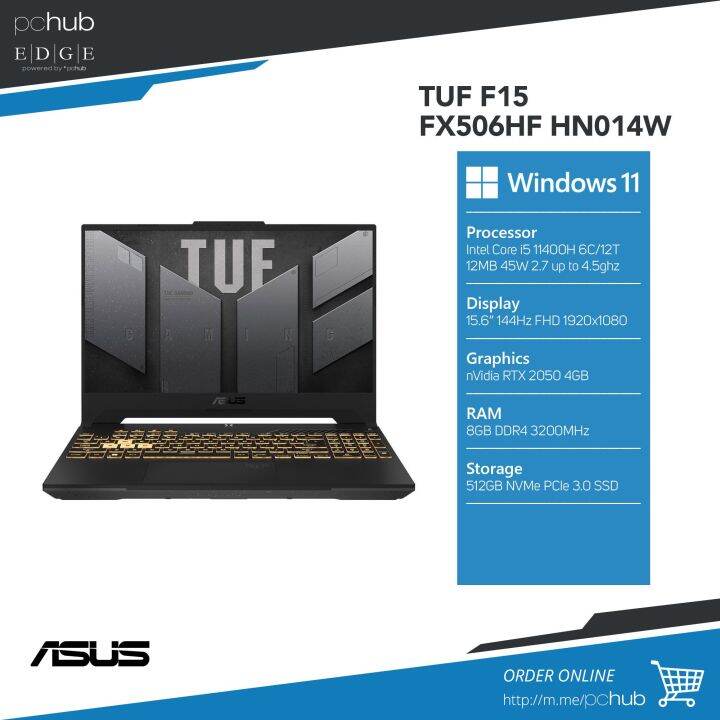 Asus TUF F15 FX506HF HN014W black, i5 11400H, rtx 2050, 8gb, 512gb ssd, 15" 144hz, w11 | Lazada PH