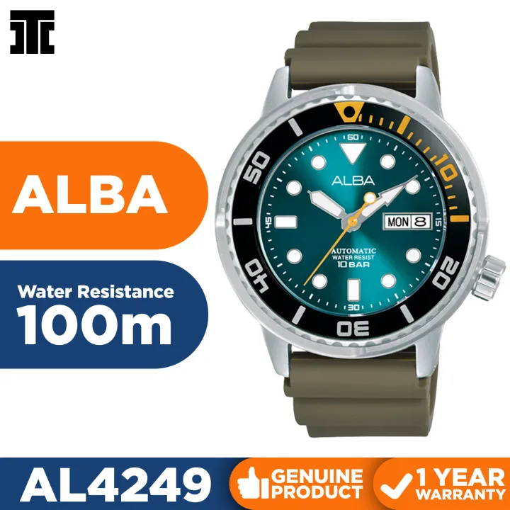 Alba Active Turquoise Green Sunburst Dial Stainless Steel Automatic ...