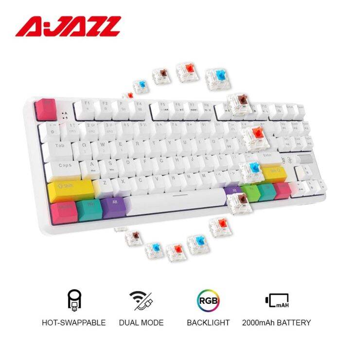 Ajazz K870T Bluetooth Mechanical Keyboard RGB 87-Key Dual-Mode Hot ...