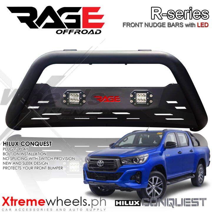 Toyota Conquest 2018-2022 RAGE R series NUDGE BAR / BULL BAR / front bumper / BUMPER STEEL NUDGE ...