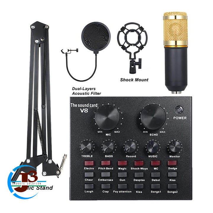 Bm-800 Microphone with V8 Soundcard for Studio Recording Streaming ...