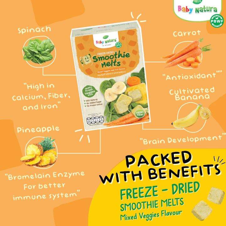 Baby Natura Freeze-Dried Smoothies Melts 30gm-Mixed Veggies and Fruit ...