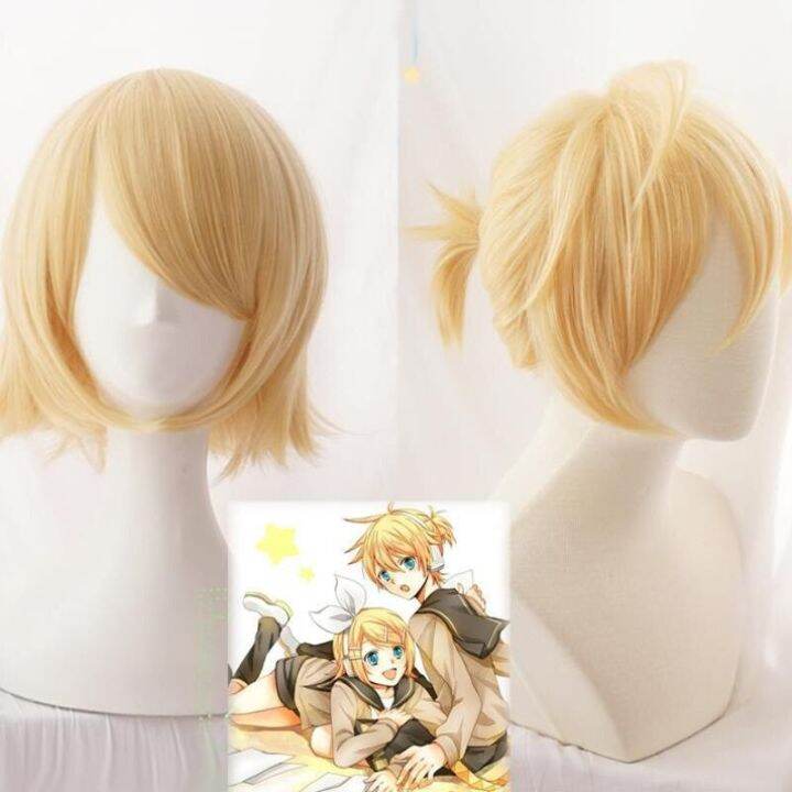 Hatsune Miku Cosplay Wig Kagamine Len Rin Game Women Man Yellow Hair ...