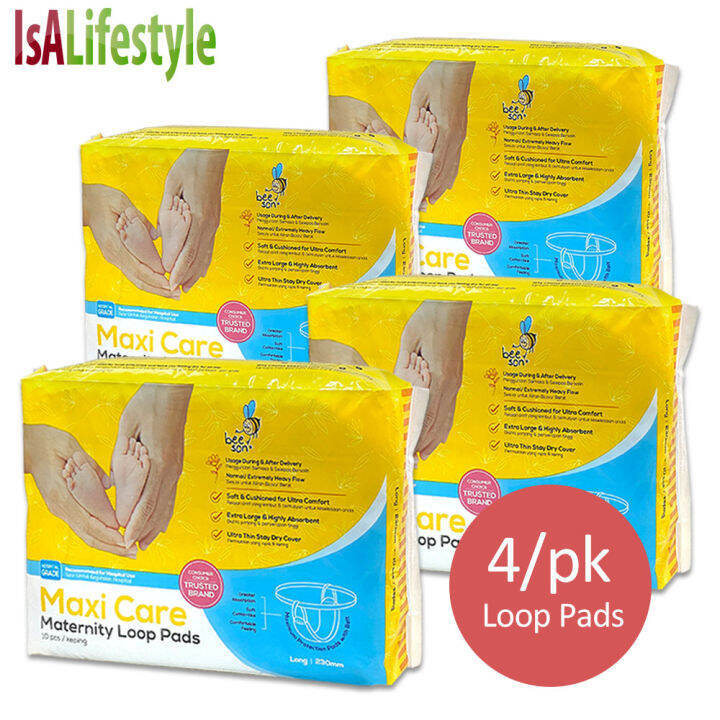 IsALifestyle 4 x Beeson Maxi Care Maternity Loop Pad Extra Long 230mm ...