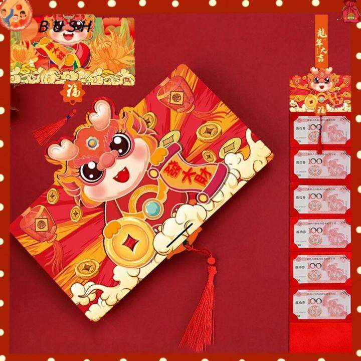 BUSH 1Pcs Dragon Year Red Envelope CNY Multiple Card Slots Chinese Year ...