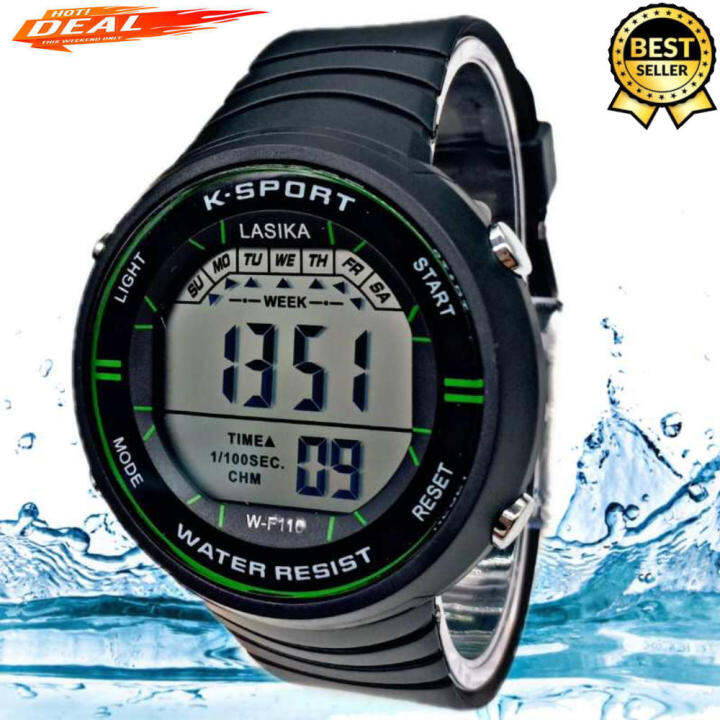Men's Digital SPORT W110 WATERPROOF Original LASIKA Day & Date Function ...