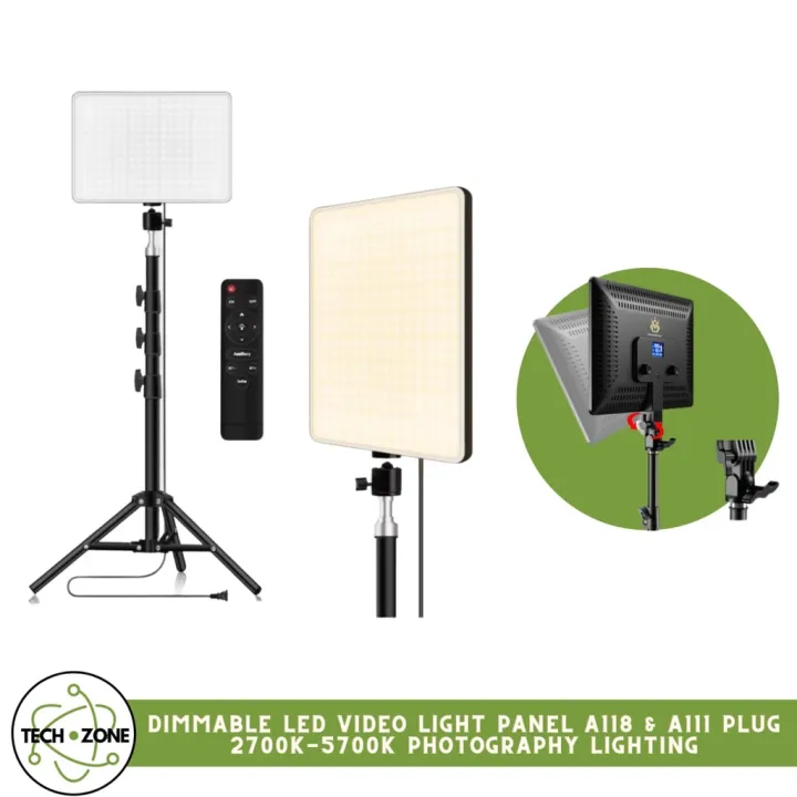 TECHZONE- Dimmable LED Video Light Panel A111 Plug Photography Lighting ...
