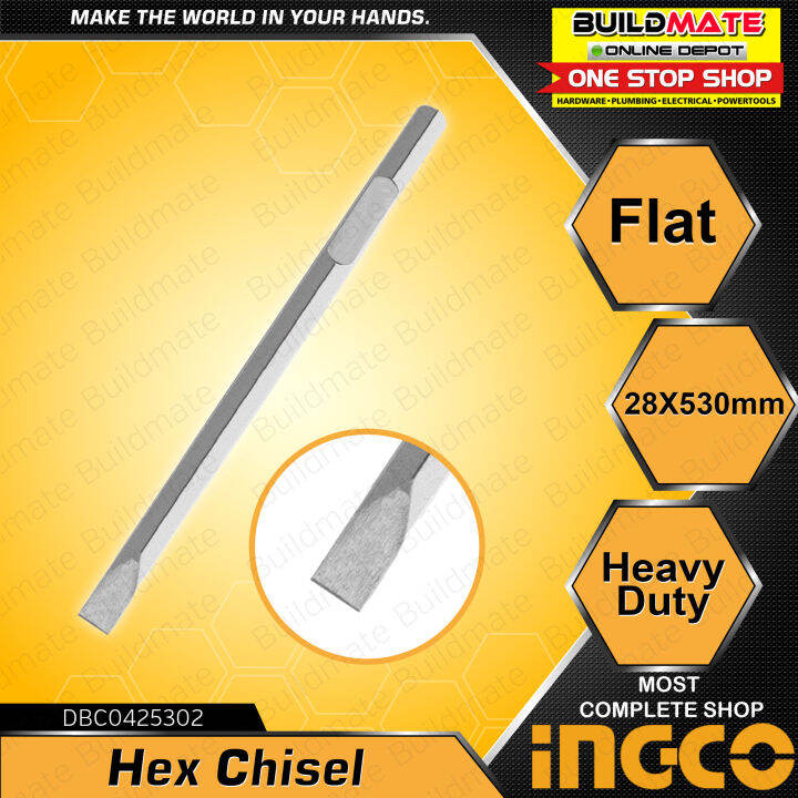 INGCO Hex Chisel 28 x 530mm POINTED | FLAT •BUILDMATE• IHT | Lazada PH
