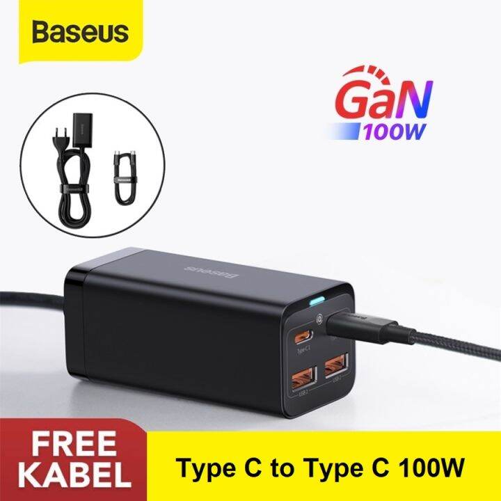 Baseus Adaptor Charger Gan3 Pro 100W 2 Type C 2 USB 4 in 1 Super Fast ...