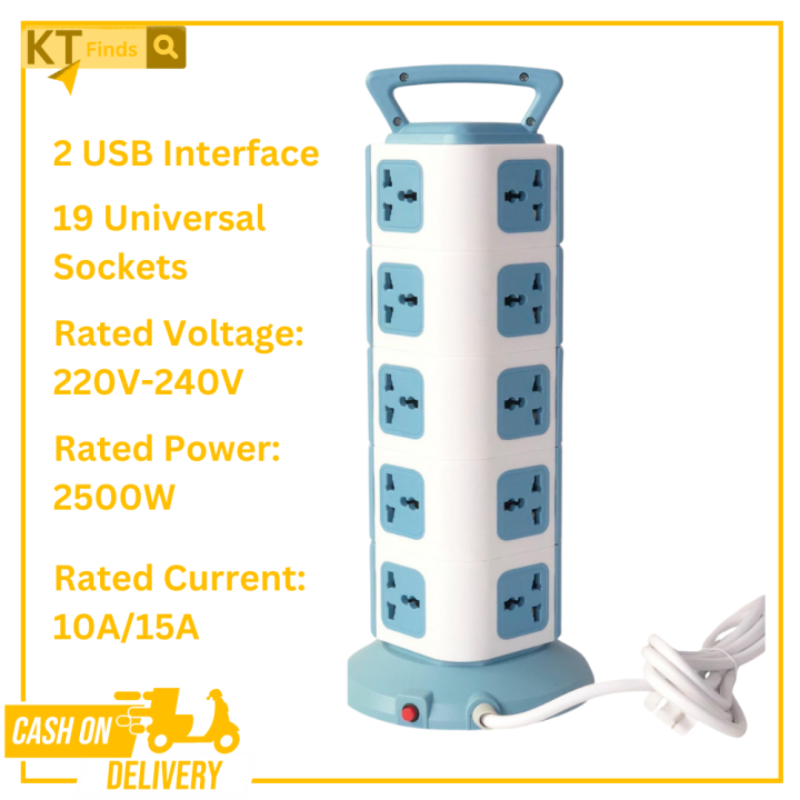 KT Finds 5 Layers Power Extension Tower with 19 Sockets 2 USB Interface ...