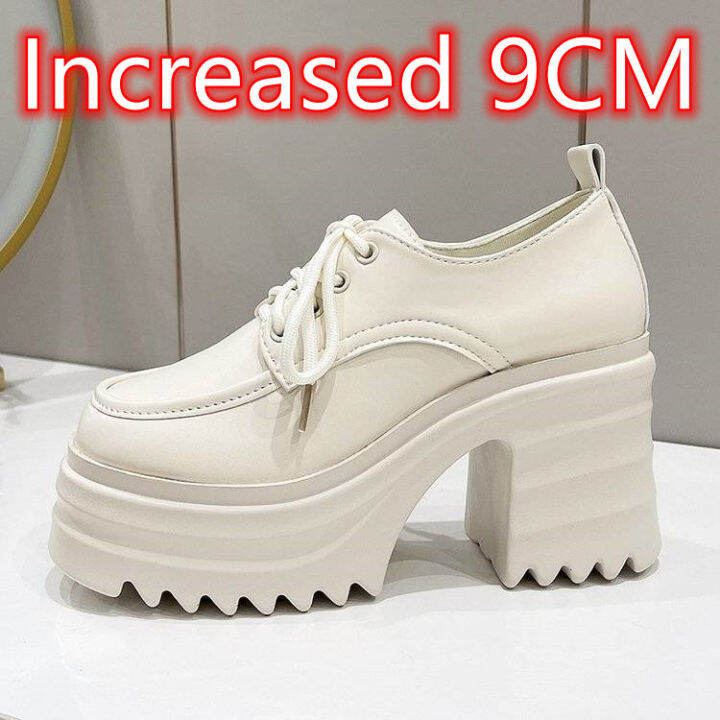 10cm increase small leather shoes female new British style with ...
