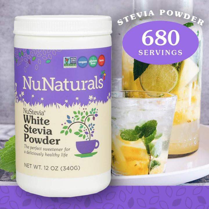 NuNaturals White Stevia Powder All Purpose Natural Sweetener, Sugar ...