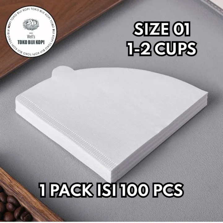 Kertas Filter Saringan V60 Drip Kopi Size 01 1-2 Cup Putih Isi 100 Pcs ...