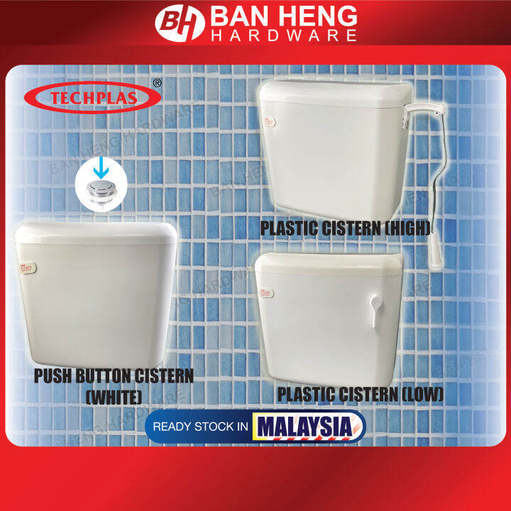 TECHPLAS ELEGEN PLASTIC CISTERN HIGH LEVEL / LOW LEVEL / PUSH BUTTON ...