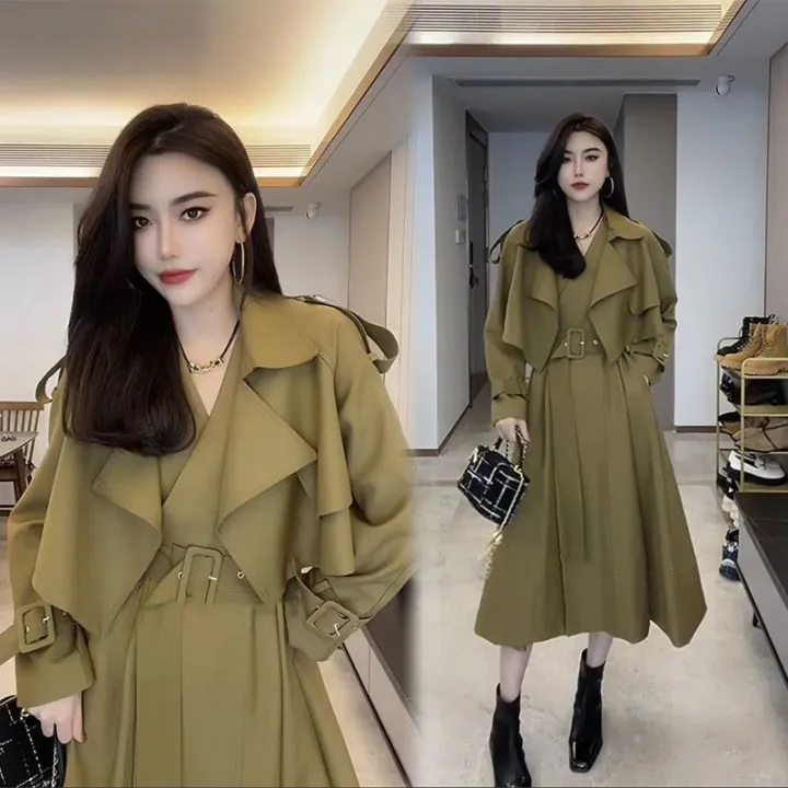 สูทกระโปรง2022ใหม่สุทธิสีแดงอารมณ์แฟชั่นฝรั่งเศสแสงหรูหรา T Rench Coat ...