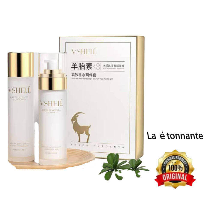 VSHELL Sheep Plant Placenta Firming Moisturizing Toner 120ml and Moisturizing Lotion 100ml Set ...