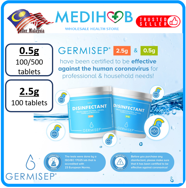 GERMISEP Disinfectant Effervescent Tablets [Bacteria, Virus & Etc ]– 2 ...