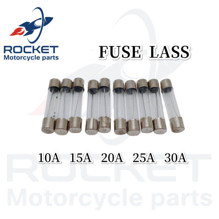 Car Motorcycle Parts And Accessories Glass Fuse Glass Tube Fuse Per Box 10A 15A 20A 25A 30A ...