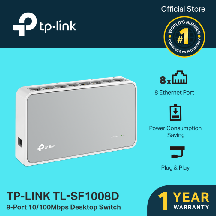 TP-Link TL-SF1008D 8-Port 10/100Mbps Unmanaged Desktop Switch Network ...