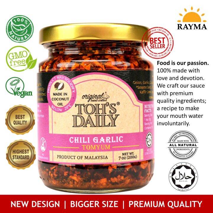 [NEW!] TOH'S DAILY Premium Tom Yum Chili Garlic, 200g | Lazada
