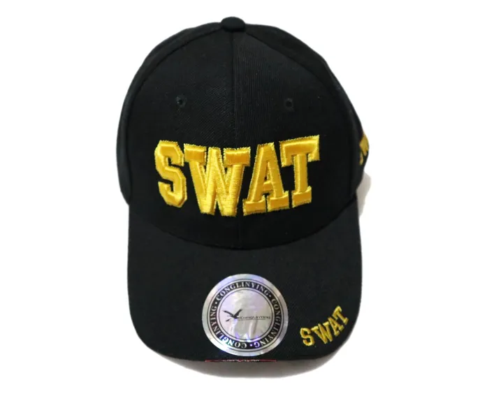 SWAT Black Cap with Yellow Embroidery Logo and Back Strap | Lazada PH