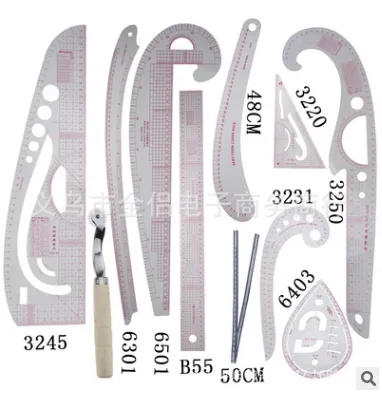 8 / 11pcs tailor measuring set sewing drawing ruler sleeve arm French ...