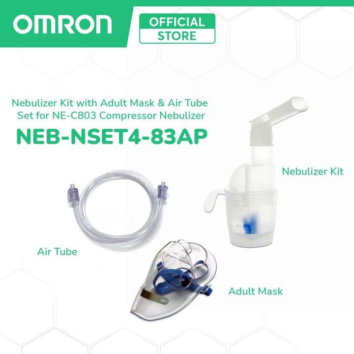 Omron NEB-NSET4-83AP Nebulizer Kit with Adult Mask and Air Tube Set for ...