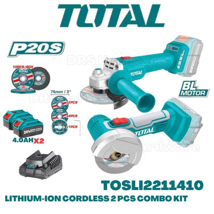 TOTAL LITHIUM-ION CORDLESS 2 PCS GRINDER COMBO SET TOSLI2211410 | Lazada