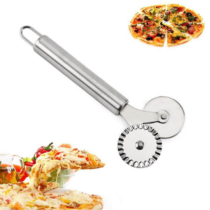 Pizza double wheel cutter pisau pizza cutter pizza gerigi Snless Steel ...
