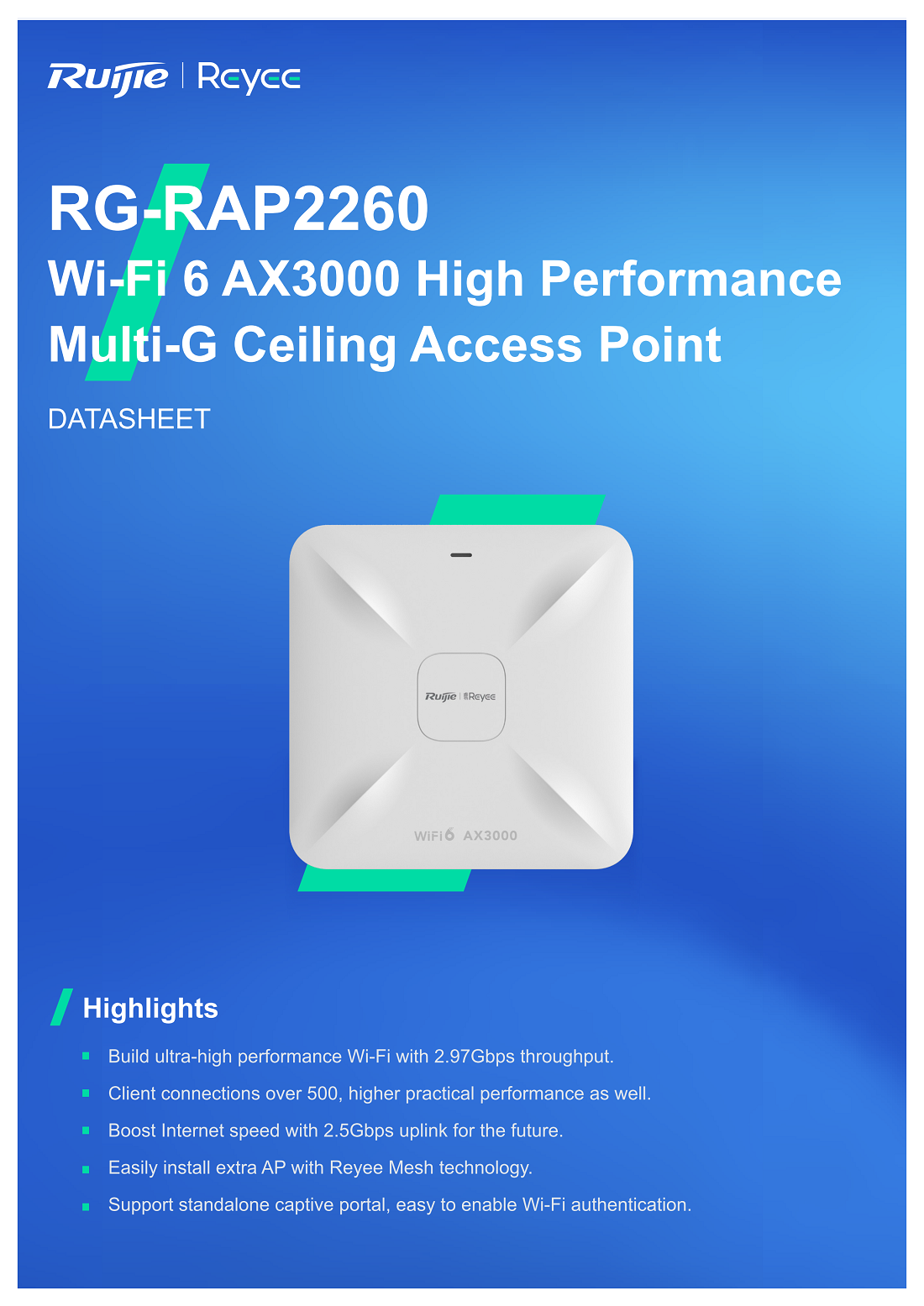 Reyee Wireless Access Point ตัวปล่อยสัญญาณ Wifi รุ่น RG-RAP2260 (แถมฟรี ...