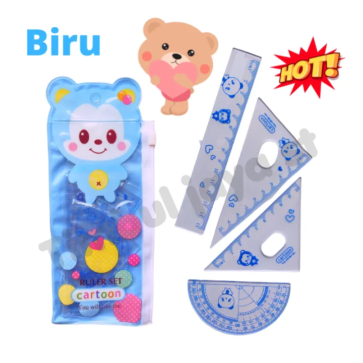 Bazic Pengaris set lengkap SD Ruler set Penggaris 1 set lengkap sekolah ...