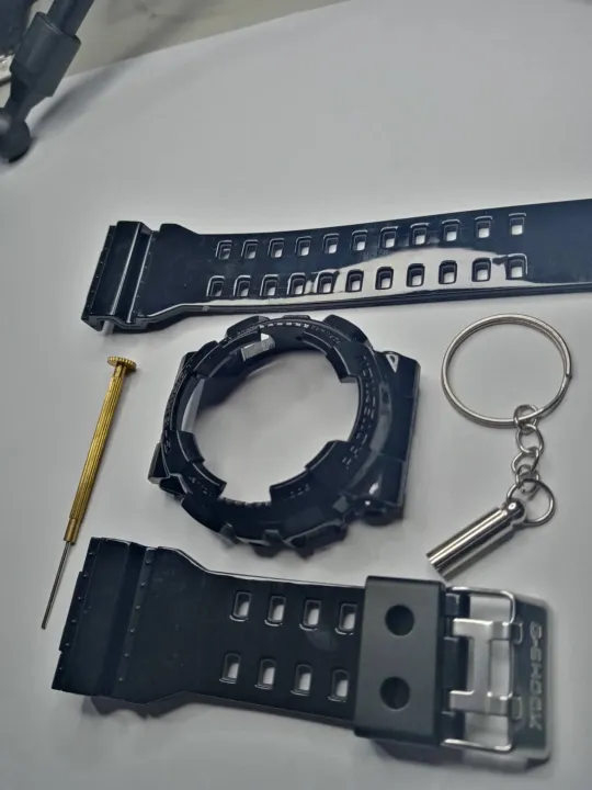 ""Combo Package straps and bezel (glossy black)GA100,GA110,GA120,GLS100 ...