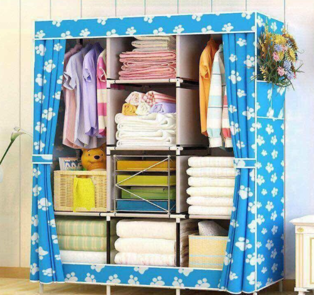 Multi function Cloth Wardrobe Storage Cabinets - Blue | Lazada PH