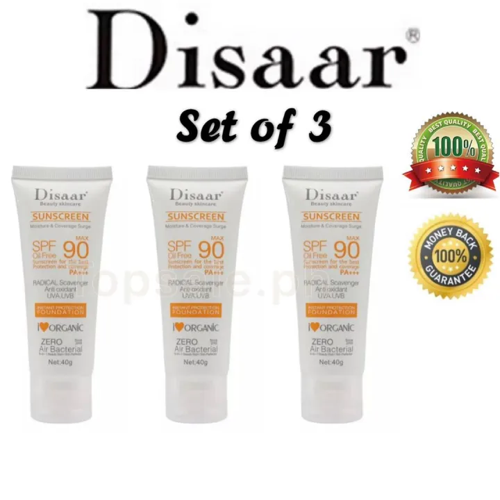 ( Set of 3 ) Disaar Facial Sunscreen Cream SPF 90 PA+ Moisturizing Skin ...