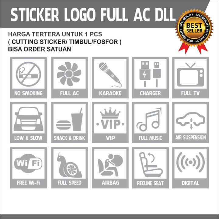 sticker kaca mobil travel mini bus logo wifi full ac recline seat ...