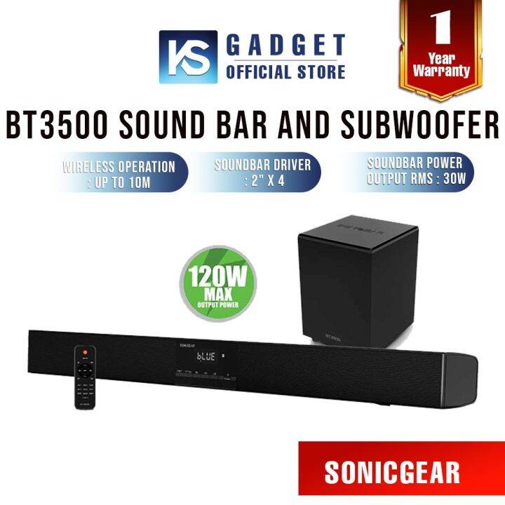 [READY STOCK]SonicGear SonicBar BT3500 Sound Bar and Subwoofer | Optical Line-In | Coaxial Line ...