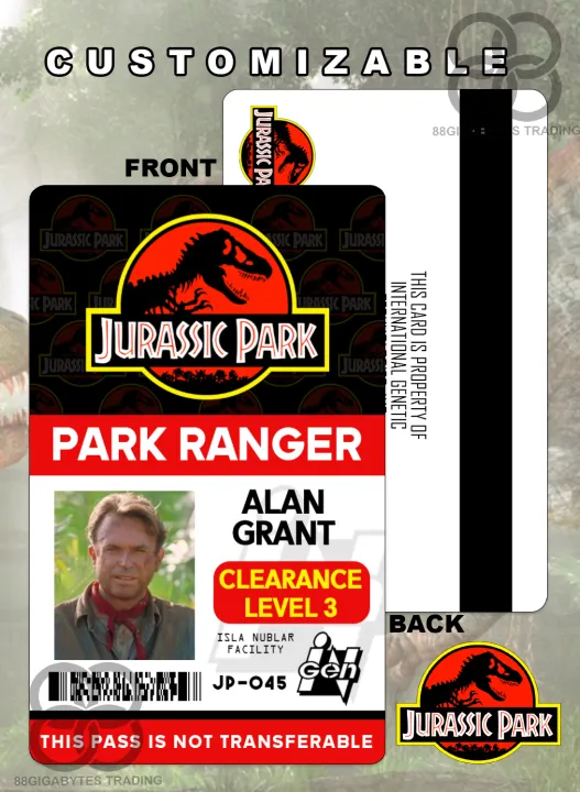 Jurrasic Park Park Ranger INTGEN ID Card PVC Card (Customizable ...