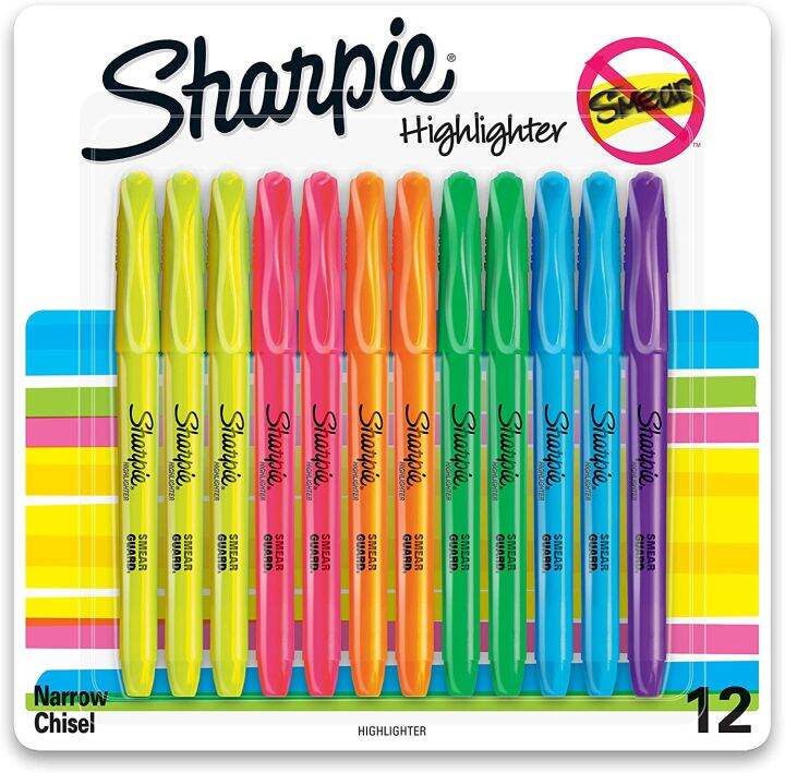 Sharpie - Pocket Highlighters - Set of 12 OR 24- Chisel Tip Assorted ...